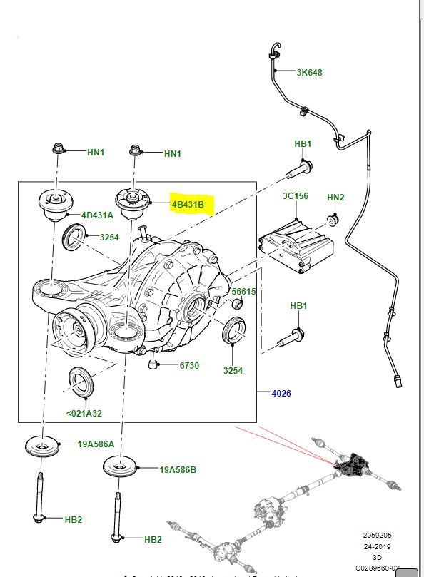 Rear differential left insulator OE Land Rover LR033262 C2P15558 ...