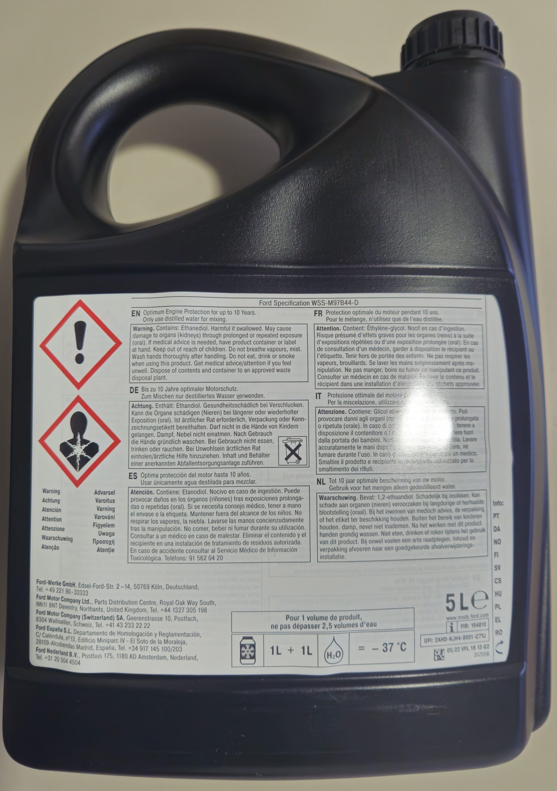 Ford antifreeze\coolant Super Plus Premium, 5L - WSSM97B44D - 306DT ...